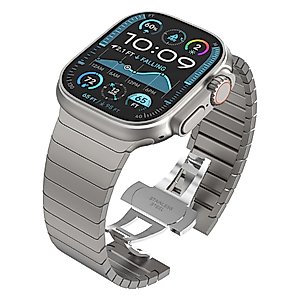 Ultra 2 Metal Bracelet Compatible with Apple Watch Ultra 2 / Ultra Metal Band 49mm for Men - Titanium Color Metal Bracelet