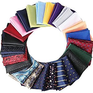 SATINIOR 24 Pieces Mens Pocket Squares Mens Handkerchief Soft Colored Men Assorted Hankies for Wedding Party (Classic Style)