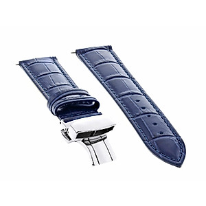 Ewatchparts 18MM BLUE LEATHER WATCH BAND STRAP DEPLOYMENT BUCKLE CLASP BRACELET COMPATIBLE WITH IWC 2B