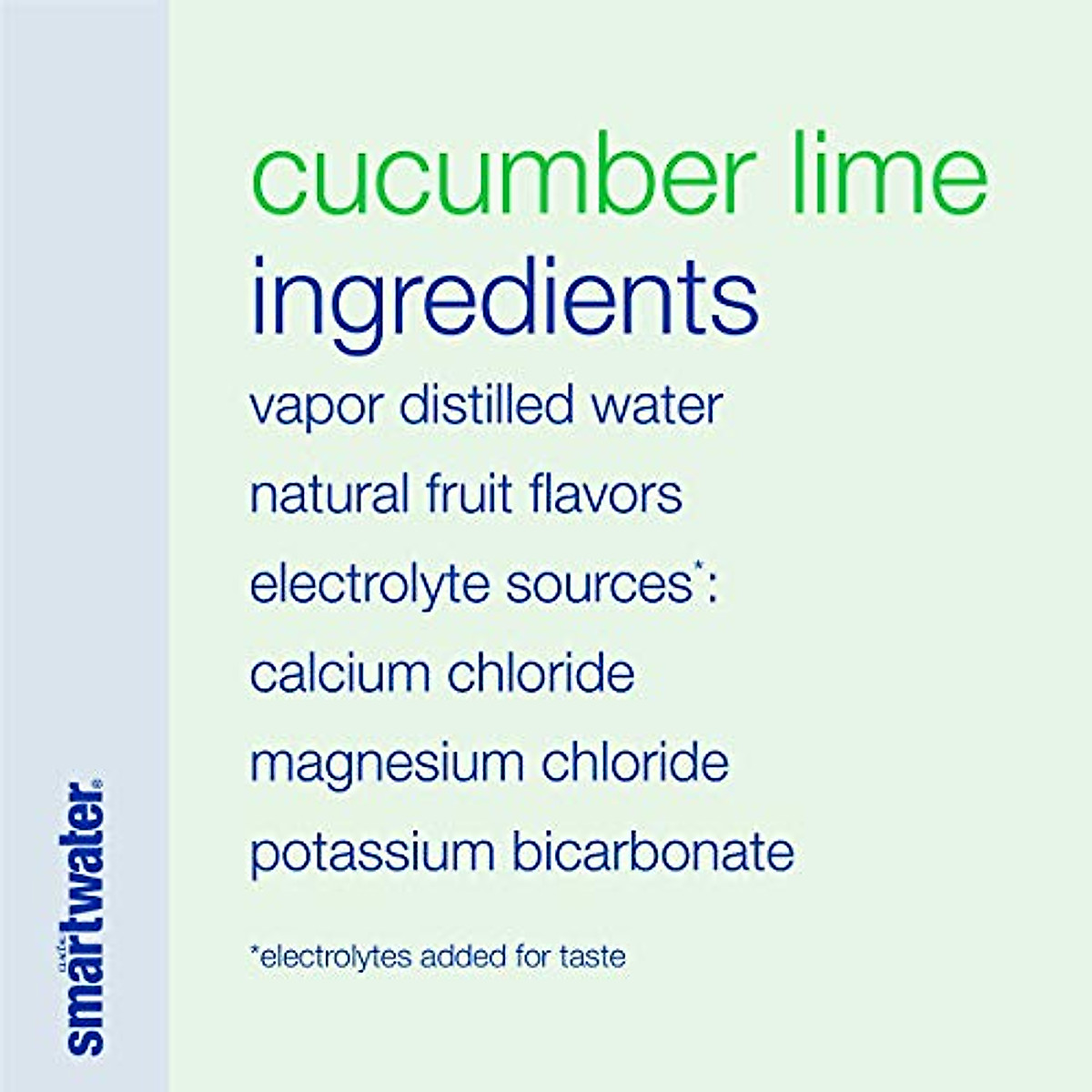 smartwater Cucumber Lime, Vapor Distilled Premium Bottled Water, Cucumber Lime, 23.7 Fl Oz (Pack of 12)