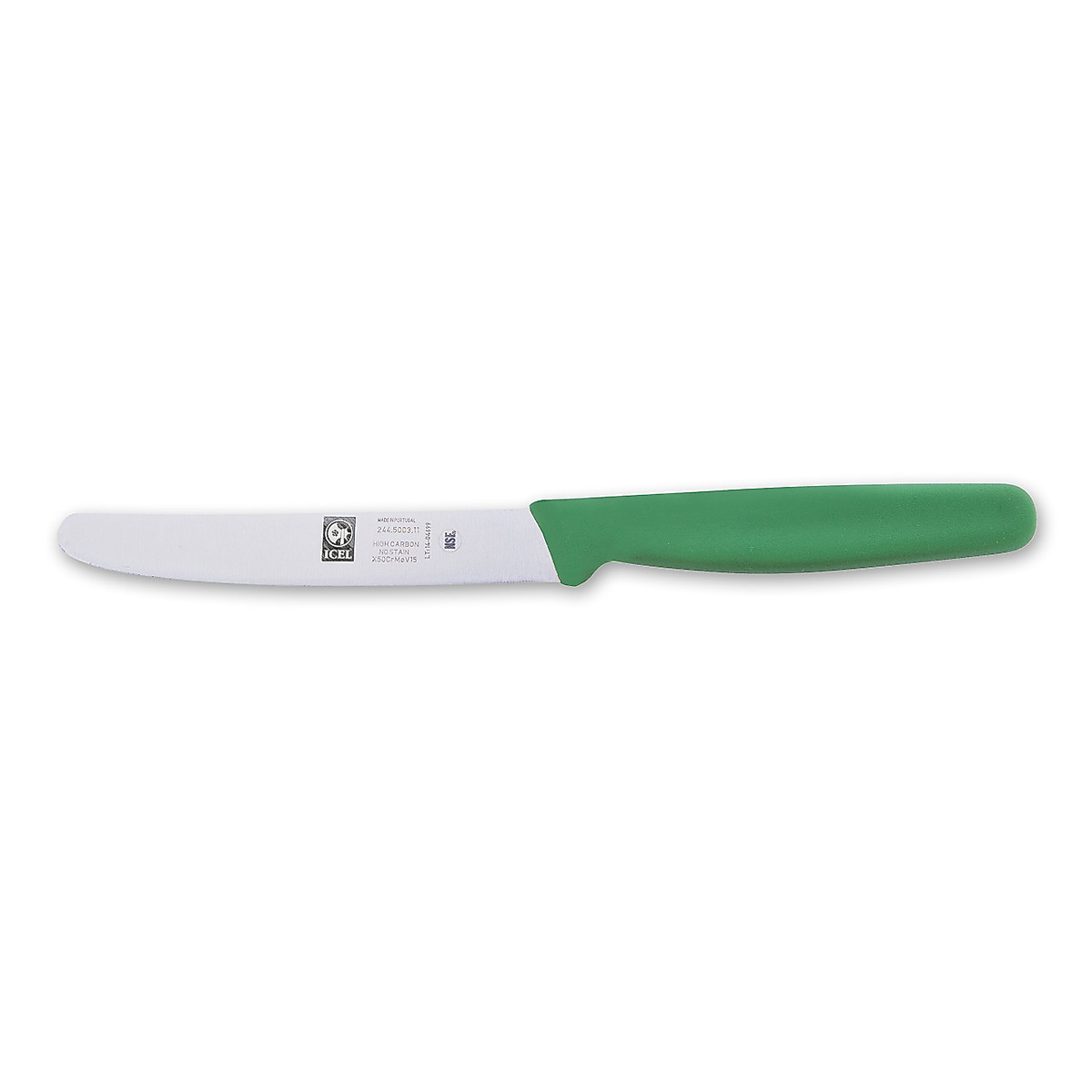 ICEL 4.25 Inch Straight Round Edge, High Carbon German Stainless Steel Razor Sharp Blade, Super Grip, Green Handle