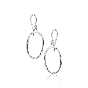 925 Sterling Silver Dangling Hoop Earrings, Stylish and Chic, Hypoallergenic, Nickel and Lead-free, Artisan Handcrafted Designer collection, French Wire Earring Back, Made In Israel, Gift For Women