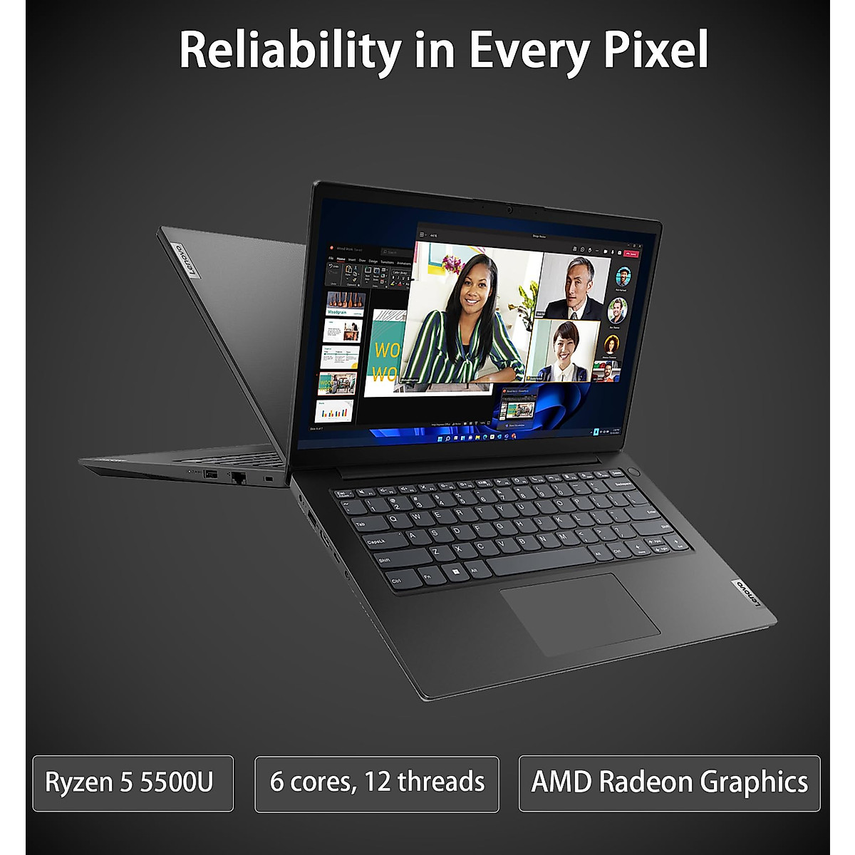 Lenovo Laptop V14 for Business, Student (14" FHD Anti-Glare, AMD Ryzen 5 5500U (> i5-1135G7), 40GB RAM, 1TB SSD) Webcam w/ Shutter, Military Grade, Type-C, Ethernet, Wi-Fi, Win 11 Pro, Black – 2024