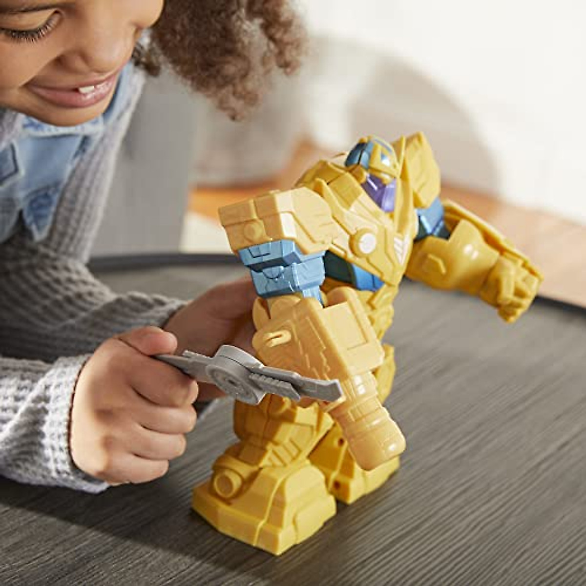 Avengers Hasbro Marvel Mech Strike 9-inch Action Figure Toy Infinity Mech Suit Thanos and Blade Weapon Accessory, for Kids Ages 4 and Up