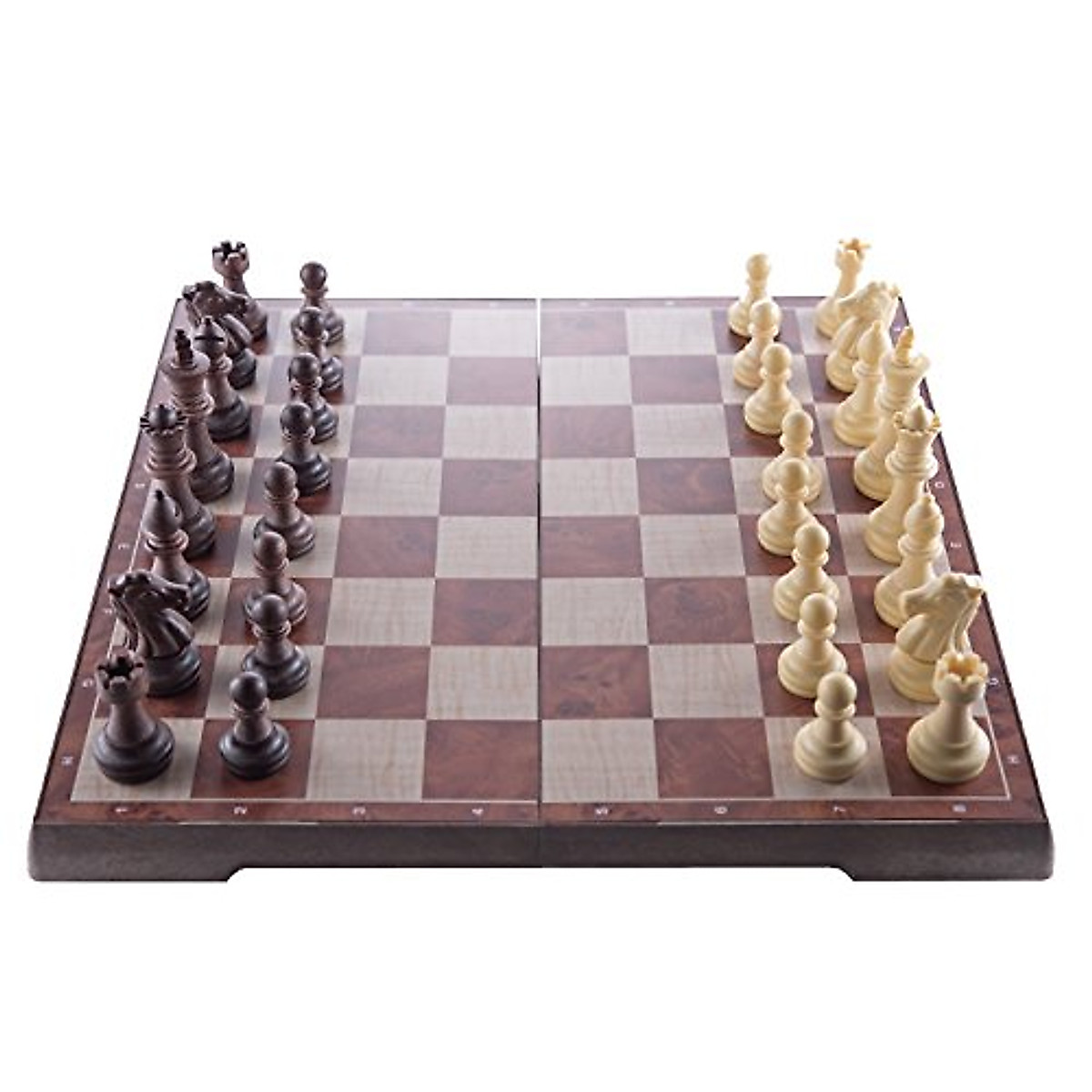 Checkers Game Board - 2 in 1 Folding and Magnetic Chess Game. Great for Travel Chess Set Strategy Game is 12.5 x 12.5, International Chess Set