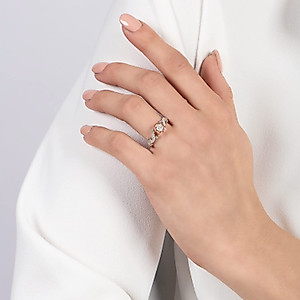 Jewelili Enchanted Disney Fine Jewelry 14K White Gold and Rose Gold 1/4 Cttw Diamond Belle Promise Ring Size 8