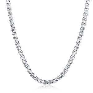NYC Sterling Unisex Solid Italian 3mm Round Box Chain in Sterling Silver (18")