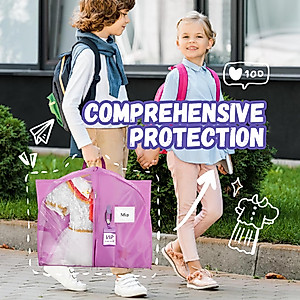 SNOWLYCNY 40" Dance Garment Bags for Dancers, Dance Costume Garment Bag with 6 Pockets for Travel, Clothing Storage and Competition, Kids Garment Bags for Hanging Clothes, Dress, 2 Pack, Purple