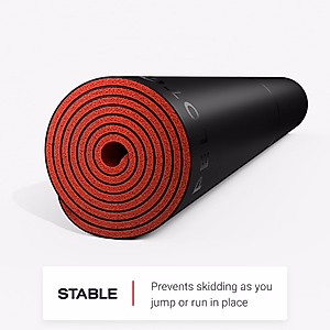 Peloton Reversible Workout Mat | 71” x 26” with 5 mm Thickness, Premium Heavy-Duty Floor & Yoga Mat, Tear & Scratch Resistant,Black, Red