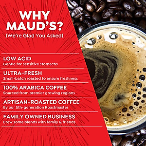 Maud's Double Caffeine Dark Roast Coffee Pods, 24 ct | 2X Double Caffeine Coffee | 100% Arabica Dark Roast Coffee | Solar Energy Produced Recyclable Pods Compatible with Keurig K Cups Maker