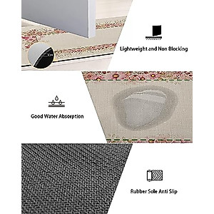 Spring Summer Bath Mat for Tub,Non Slip Bathroom Floor Runner Rug Quick Dry & Absorbent Diatomaceous Earth Shower Sink Kitchen Living Room Washable Doormat,Flower Florals Herb Plant Leaves 20"x32"