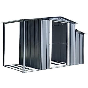 Arrow Sheds 10' x 5' Galvanized Steel 3-in-1 Pad-Lockable Outdoor Utility Storage Shed, Anthracite