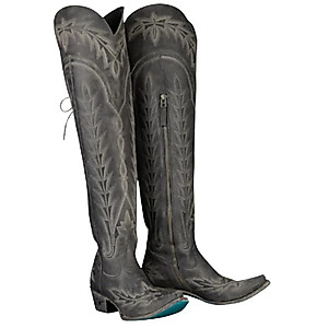 Lane Women's Lexington Leather Tall Western Boot Snip Toe Jet Black 7 M US