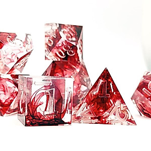 ZYM305 7pcs DND Games Resin Sharp Dice Set Games Dice (Color : Burgundy)