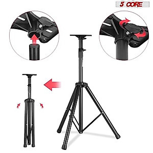 5 Core Speaker Stand Pair Tripod Floor Heavy Duty Adjustable Up to 72 Inch DJ Studio Monitor Stands Pole Mount - SS HD 2PK BLK WOB