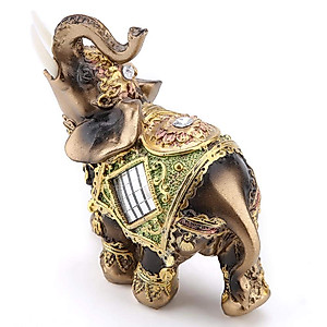 Green Elephant Lucky Feng Shui Statue Sculpture Chinese Feng Shui Wealth Lucky Elephant Figurine for Home Office Decoration Good Lucky Gift(M)