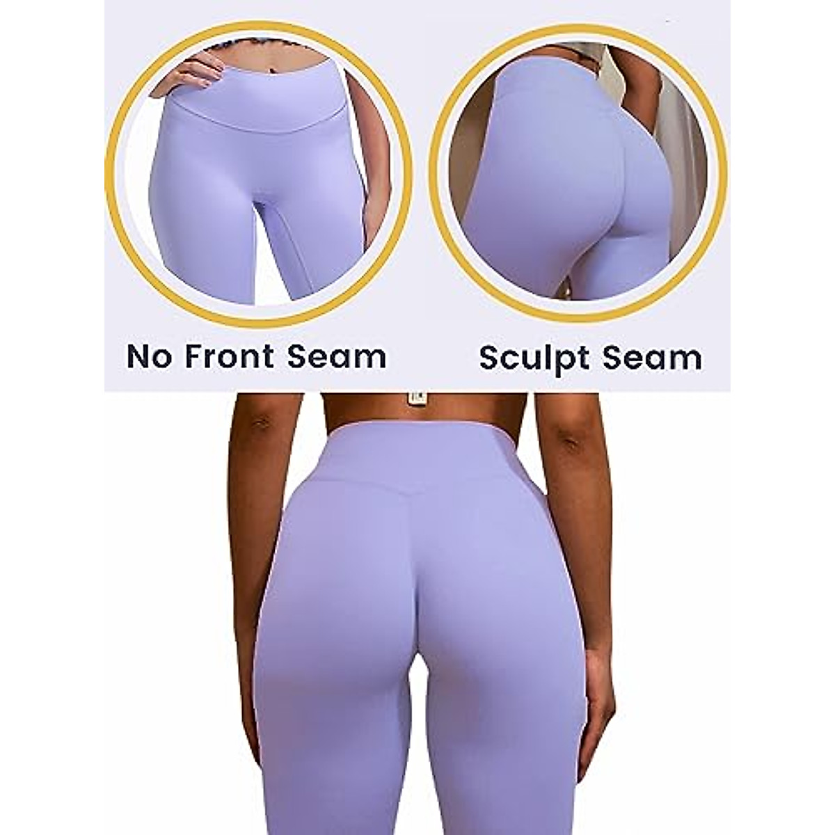 Sunzel Workout Leggings for Women Butt Lifting, Scrunch Butt Tummy Control Gym Leggings, High Waisted Squat Proof Yoga Pants 25" Lavender Large