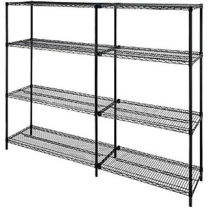 Lorell Starter Shelving Unit with 4 Shelves/4 Posts, 48" x 18" x 72", Black