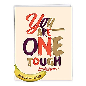 NobleWorks - Jumbo Funny Get Well Greeting Card (8.5 x 11 Inch) - Humor Cartoons, Feel Better Soon Card - One Tough MotherF-ker J6411GWG