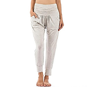 LOFBAZ Yoga Pants for Women Workout Leggings Girls Teen Sweat Joggers Womens Clothes Sweatpants Clothing Harem Jogger Pajamas Light Gray Melange S