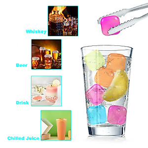 Tngan Reusable Ice Cube, 65 Pack Reusable Ice Cubes for Drinks, Washable Non-Melting Plastic Ice Cubes BPA Free, Refreezable Ice Cubes for Whiskey, Cocktails, Wine, Coffee (Multicolor)