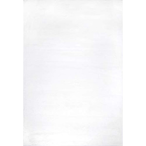 nuLOOM Faux Rabbit Soft Solid Shag Area Rug, 4' x 6', White