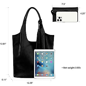 Montana West Hobo Purses and Handbags for Women Vegan Leather Shoulder Bag Top Handle Tote Purse Set 2 pcs with Tassels,Black MWC2-079BK