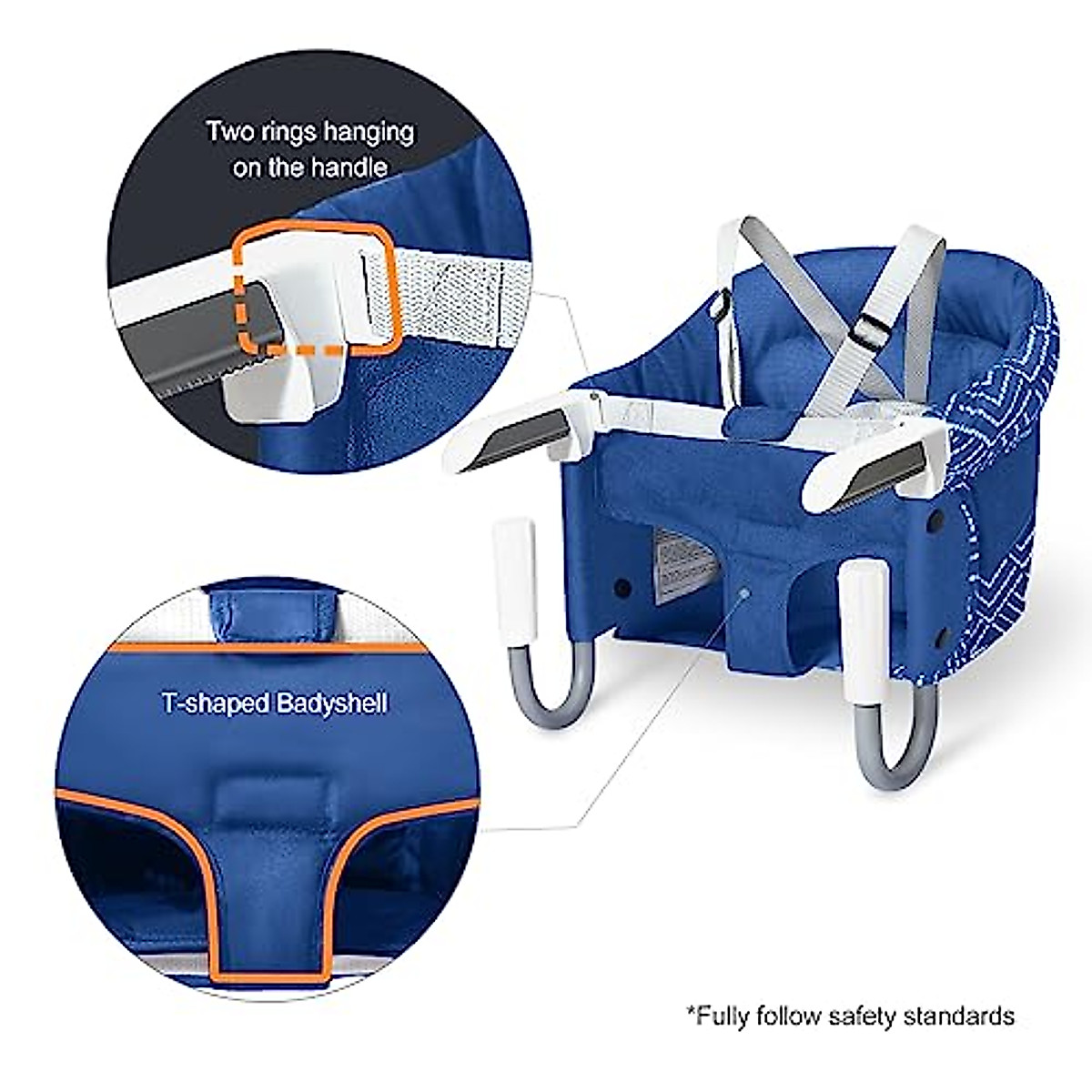 MTWML Hook On High Chair with Tray,Portable Baby High Chair That Attaches to Table,Clip On Fast Table High Chair for Babies and Toddlers.Baby Feeding Seat for Dining Table and Counter to Travel(Blue)