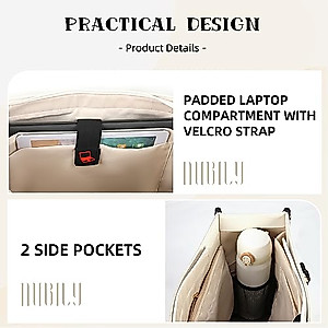 Laptop Bag for Women 15.6 Inch Canvas Tote Bag Water Resistant Large Capacity Work Bags Lightweight Office Briefcase Business Computer Bag Stylish Shoulder Bag Handbag, Black