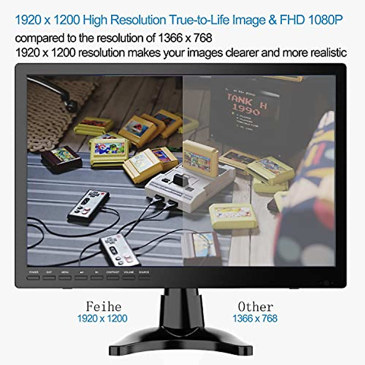 Feihe 17 Inch Full HD 1920x1200 LED Monitor with HDMI VGA Build-in Speakers, 60Hz Refresh Rate, 5ms Response Time, VESA Mounting