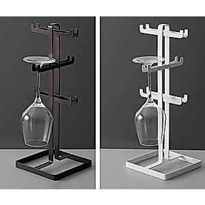 YEMUNY Mug Holder Stand 12 Hooks, Mug Tree Cup Stemware Storage Racks for 6 Wine Glasses (Brown)