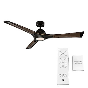 Modern Forms FR-W1814-60L-BZ/DW Woody 60 Inch Indoor/Outdoor Smart Fan with Six Speed DC Motor and LED Light in Oil Rubbed Bronze Finish Works with Nest, Ecobee, Google Home and iOS/Android App,