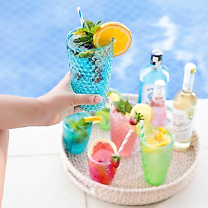 BELLAFORTE Shatterproof Tritan Plastic Tall Tumbler, Set of 4, 19oz - Laguna Beach Drinking Glasses - Unbreakable Tritan Drinking Glasses for Parties - BPA Free - Blue