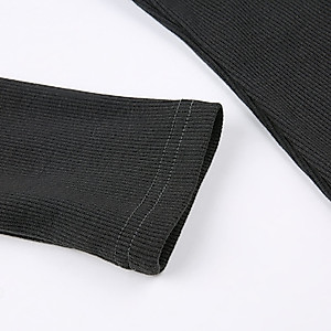 Grunge Clothes for Women Y2K Tops Long Sleeve Fairy Grunge Aesthetic Shirts Teen Girls Vintage Graphic Tees Fall (Solid Button Neck Black, L)