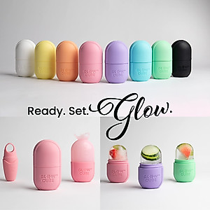 Glow Cube Ice Roller For Face Eyes and Neck To Brighten Skin & Enhance Your Natural Glow/Reusable Facial Tool to Tighten & Tone Skin & De-Puff The Eye Area (Pastel Pink)