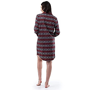 Fruit of the Loom Women's Flannel Sleep Shirt, Fair isle Black, Large
