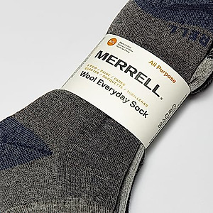 Merrell Men's 3 Pack Cushioned Performance Hiker Socks (Low/Quarter/Crew Socks), Charcoal Black (Quarter), Shoe Size: 9.5-12