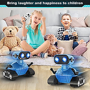Hamourd Robot Toys for Boys Girls, Rechargeable Remote Control Emo Robots with Auto-Demonstration, Flexible Head & Arms, Dance Moves, Music, Shining LED Eyes for 5+ Years Old Kids