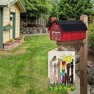 Swooflia Be Kind Garden Flag Spring Summer Flower Small Yard Flag for Outside Decor Burlap LGBT Garden Banner 12x18 Inch Double Sided HYQ-225