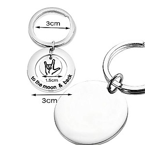 AKTAP Sign Language Jewelry I Love You to The and Back Keychain ASL Sign Language Gift Interpreter Gift ASL Jewelry