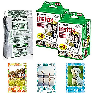 Fujifilm Instax Mini Instant Film,10 Sheets×5 Pack(Total 50 Shoots) + 3 Photo Magnet Frames [Bulk Packaging] International Version