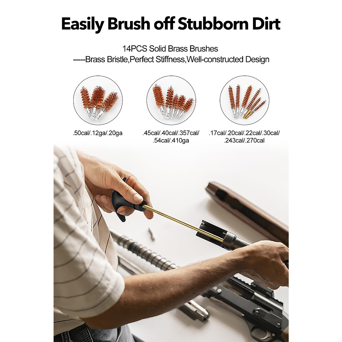 NaTiddy 212PCS Gun Cleaning Kit Universal Rifle Cleaning Kit with Solid Brass Accessories,Black Case,Gun Cleaning Mat,Cotton Swabs,Stainless Steel Pick,Gun Cleaning Brush Kits for Pistol Shotgun