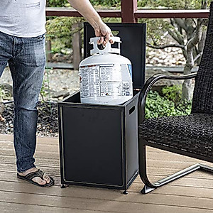 Bond Manufacturing 67635 Cover Hideaway Table for Gas Fire Pits, Suitable for Any 20lb Propane Tank, Black