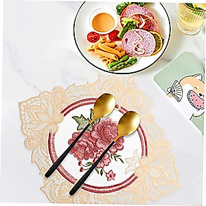 DOITOOL Table Mat Jute Placemat Adorno para Mesa De White Cotton Tablecloth Farmhouse Coasters Heat Proof Placemat Cotton Placemats Retro Lace Coaster Lace Place Mat Decor Mug 4pcs