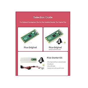 Raspberry Pi Pico Microcontroller Board with Pre-soldered Header Low-Cost, High-Performance,Based on RP2040 Chip, Dual-core Arm Cortex M0+ Processor,Flexible Clock Running up to 133 MHz