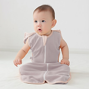 ZIGJOY Shark-Fin Transition Swaddle - 1.0 Tog Baby Sleep Sack Soft Cotton Transitional Baby Wearable Blanket with 2-Way Zipper, Purple, 3-6 Months