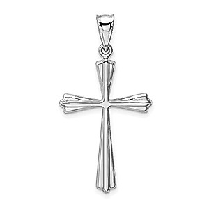 IceCarats 14K White Gold Holy Cross Necklace Religious Pendant Jesus Christ Charm Only