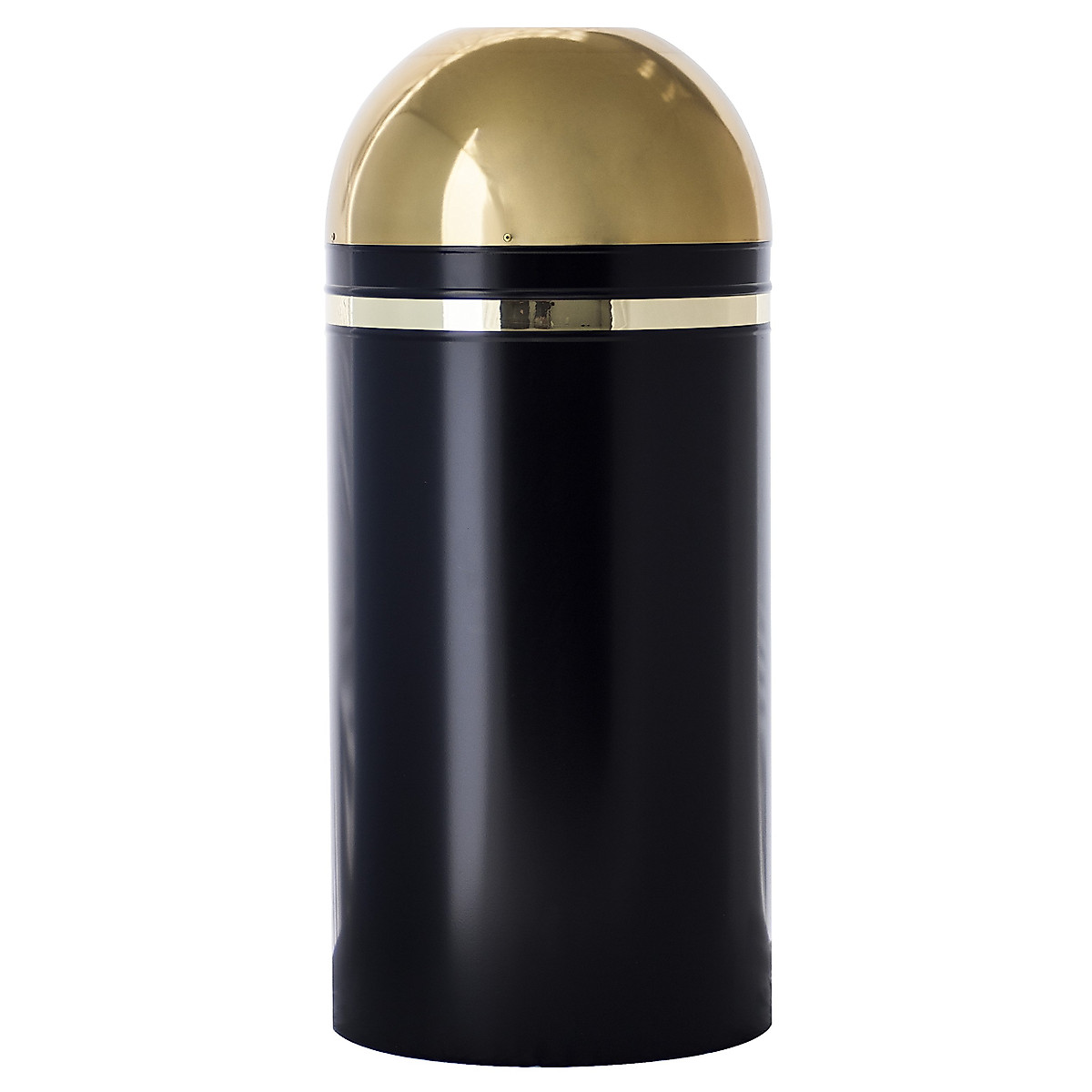 Witt Industries 415DT-11 Open Top Monarch Series Waste Receptacle, Steel, 15 gal, Black with Brass Accents