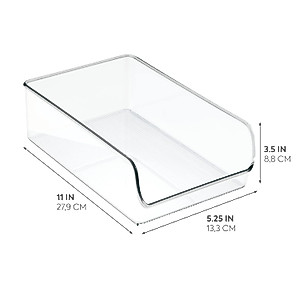 iDesign BPA-Free Plastic Freezer and Fridge Organization Bin for Kitchen, Fridge, Freezer, Pantry and Cabinet Organization, The Linus Collection – 11" x 7" x 3.5", Clear