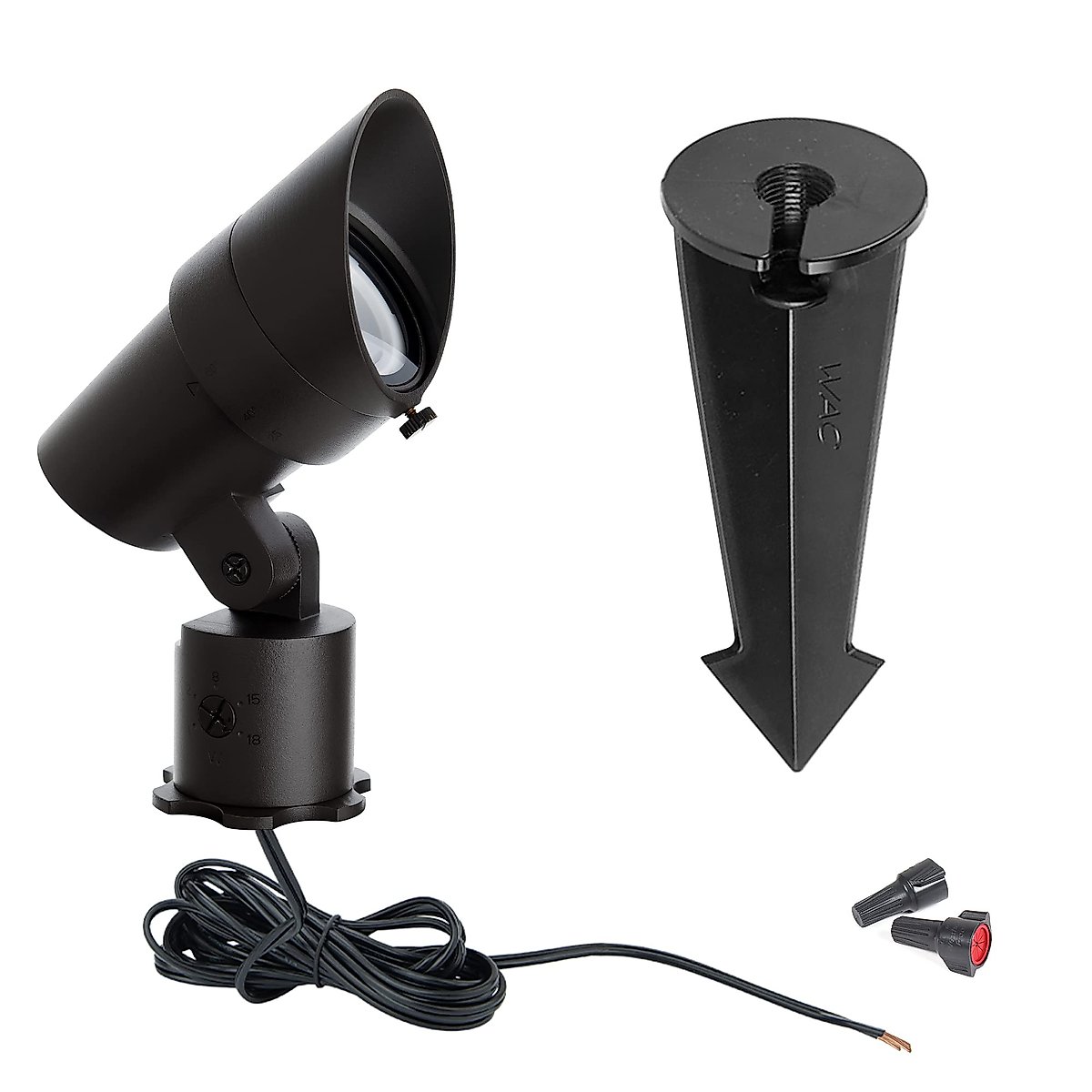 WAC Landscape Lighting, LED 12V Medium Size Accent Light with Adjustable Beam Angle and Integral Brightness Control 50-1300 Lumens 3000K Warm White Built-in LED in Black